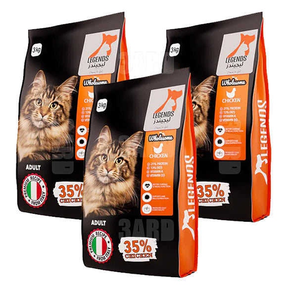 Legends Cat Dry Food Adult with Chicken 3 kg - Pack of 3 – 3ard